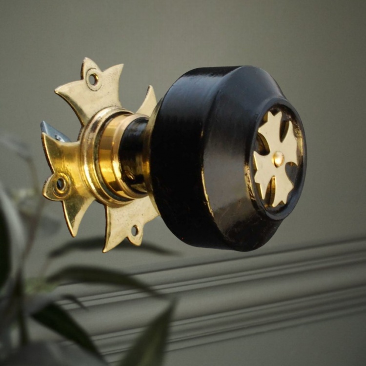 Solid Ebonised Gothic Door Knobs